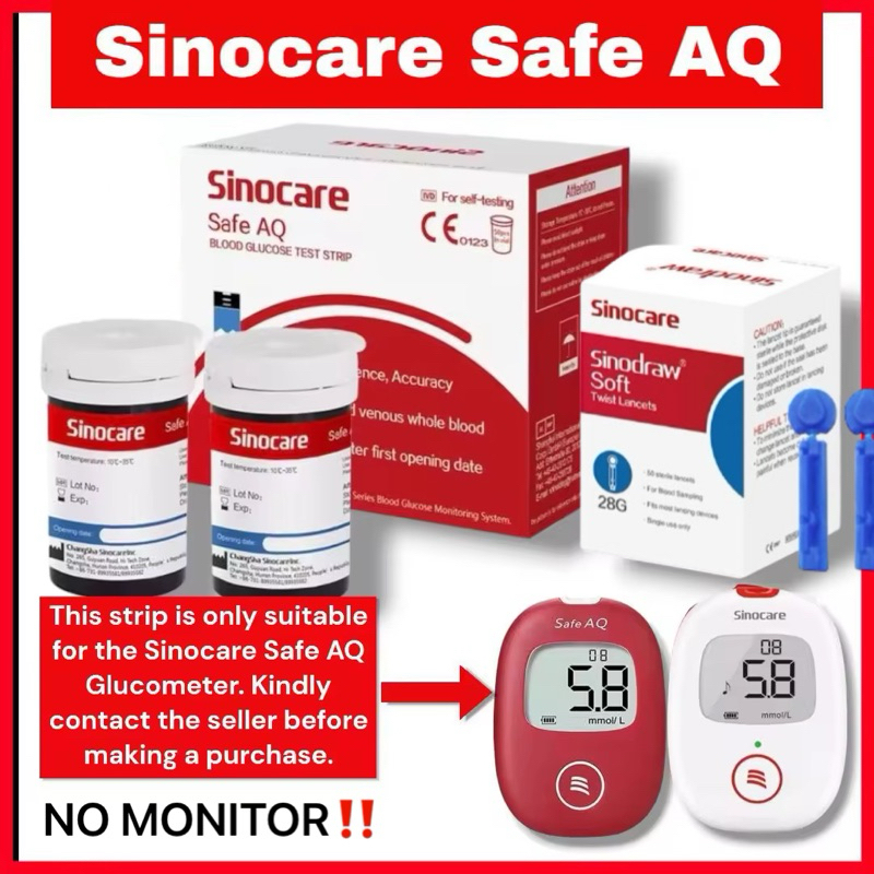 SINOCARE SAFE AQ (Test Strips / Lancets /Alcohol Pads) | Shopee Malaysia