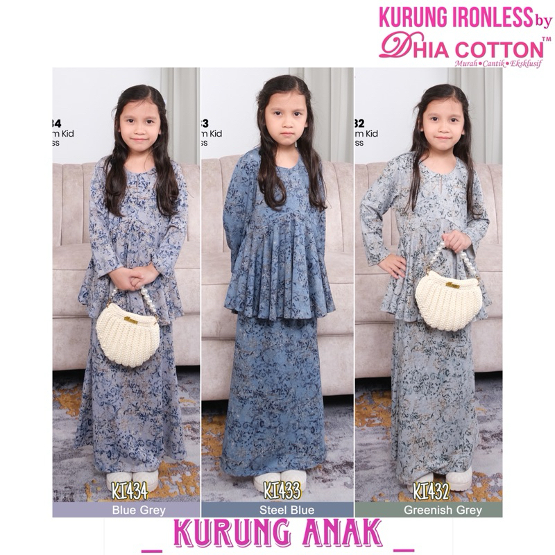 [READY STOCK] Peplum Kids Ironless Korean Moss Crepe Sedondon Ibu Anak ...