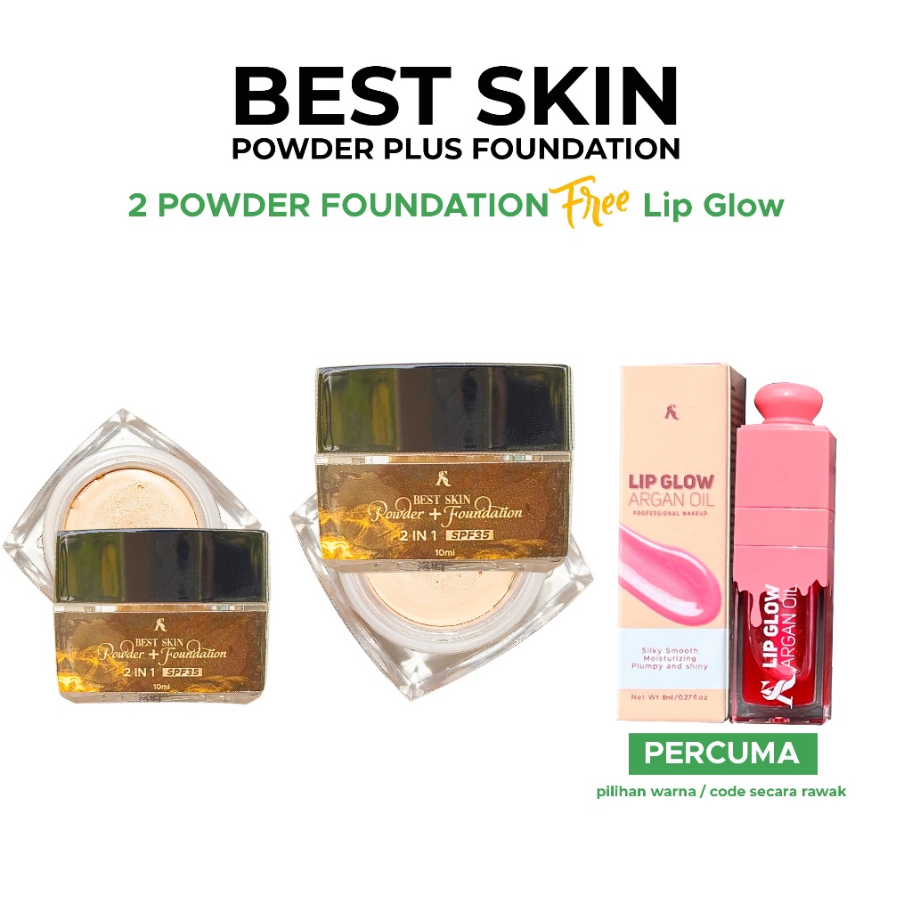 DHERBS Best Skin Powder Plus Foundation [Buy 2 Free 1 Lip Glow ...