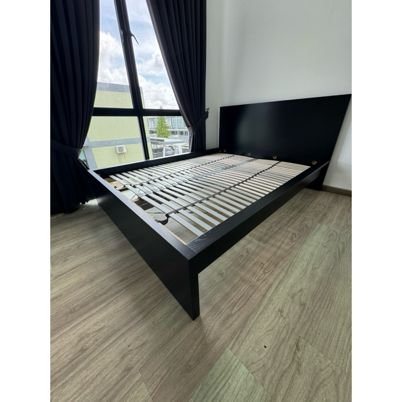 IKEA MALM QUEEN BED FRAME WITH LONSET SLATTED BED BASE | Shopee Malaysia