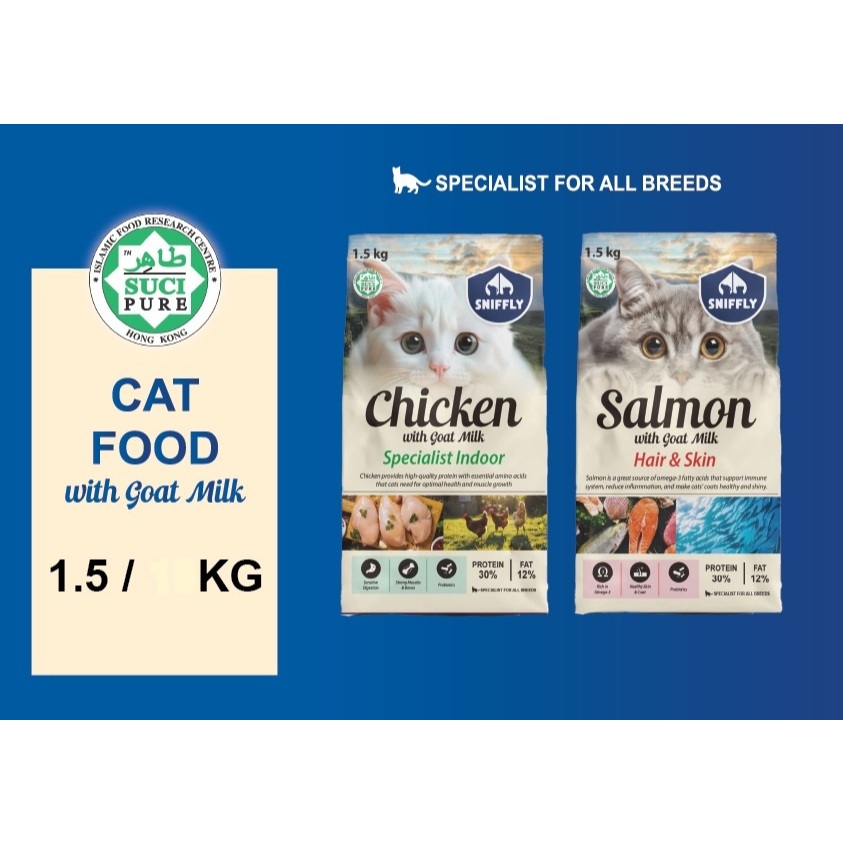 Sniffly Cat Dry Food 1.5kg Cat Kibbles Makanan Kucing Kulit Rambut Susu ...