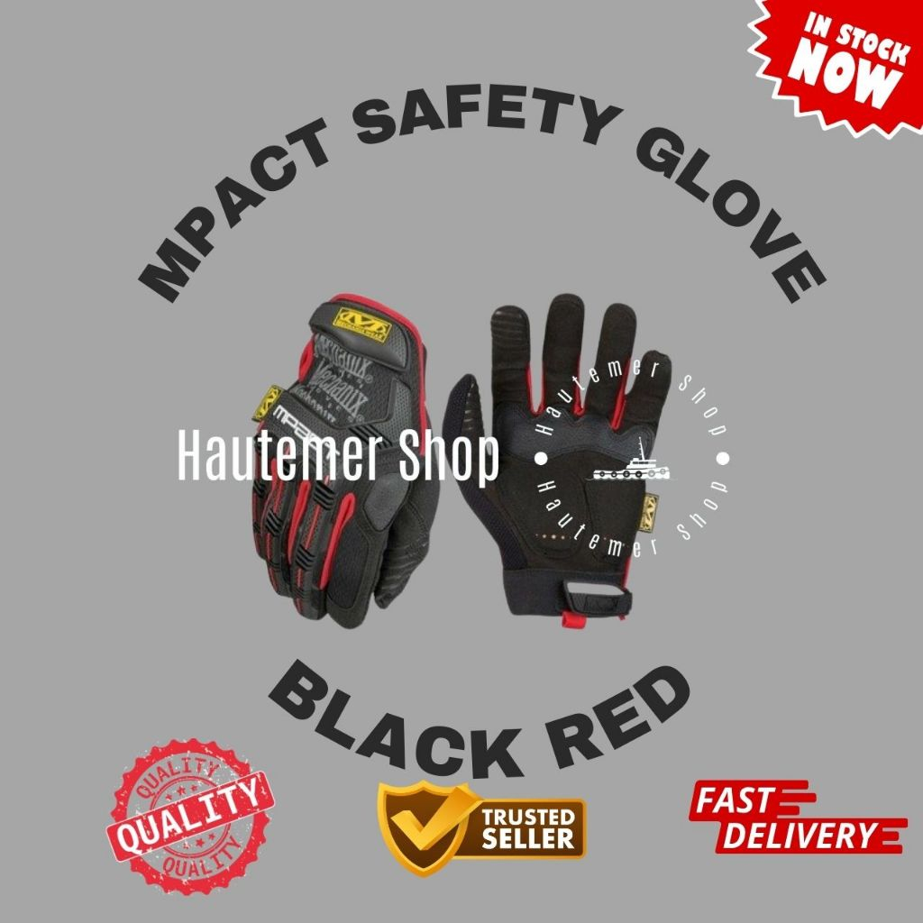 MPACT SAFETY GLOVE BLACK RED | Shopee Malaysia