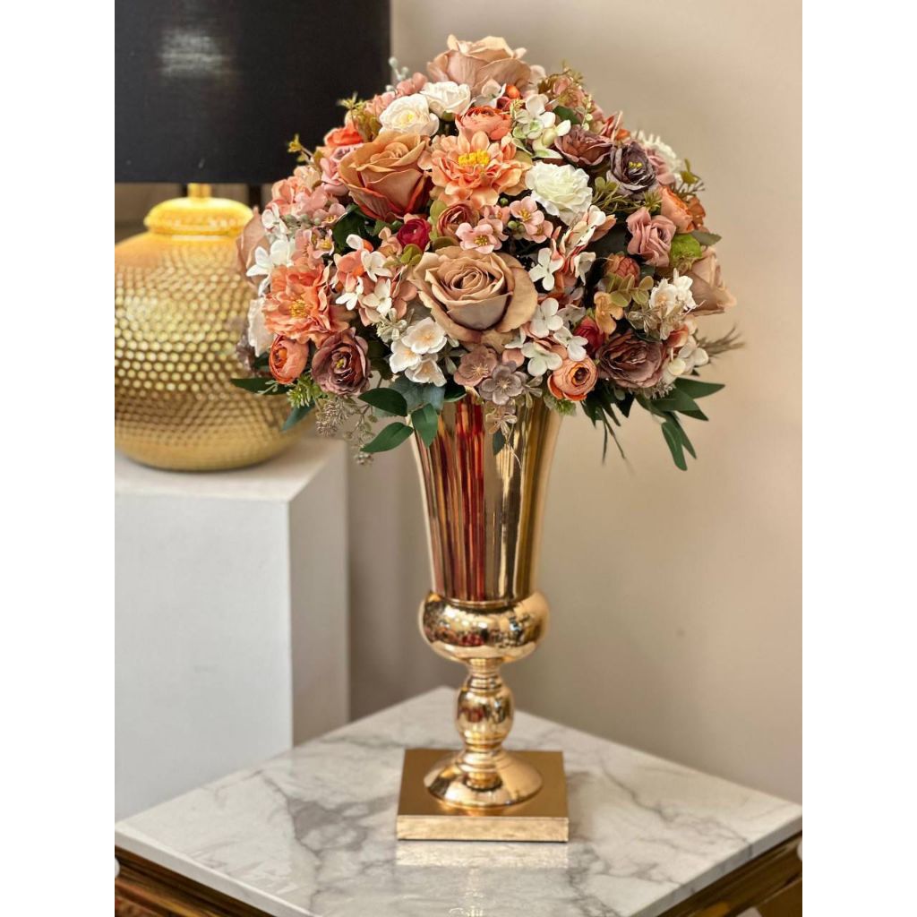 GUBAHAN MEWAH LUXURY GOLD VASE TINGGI ARTIFICIAL FLOWER | Shopee Malaysia