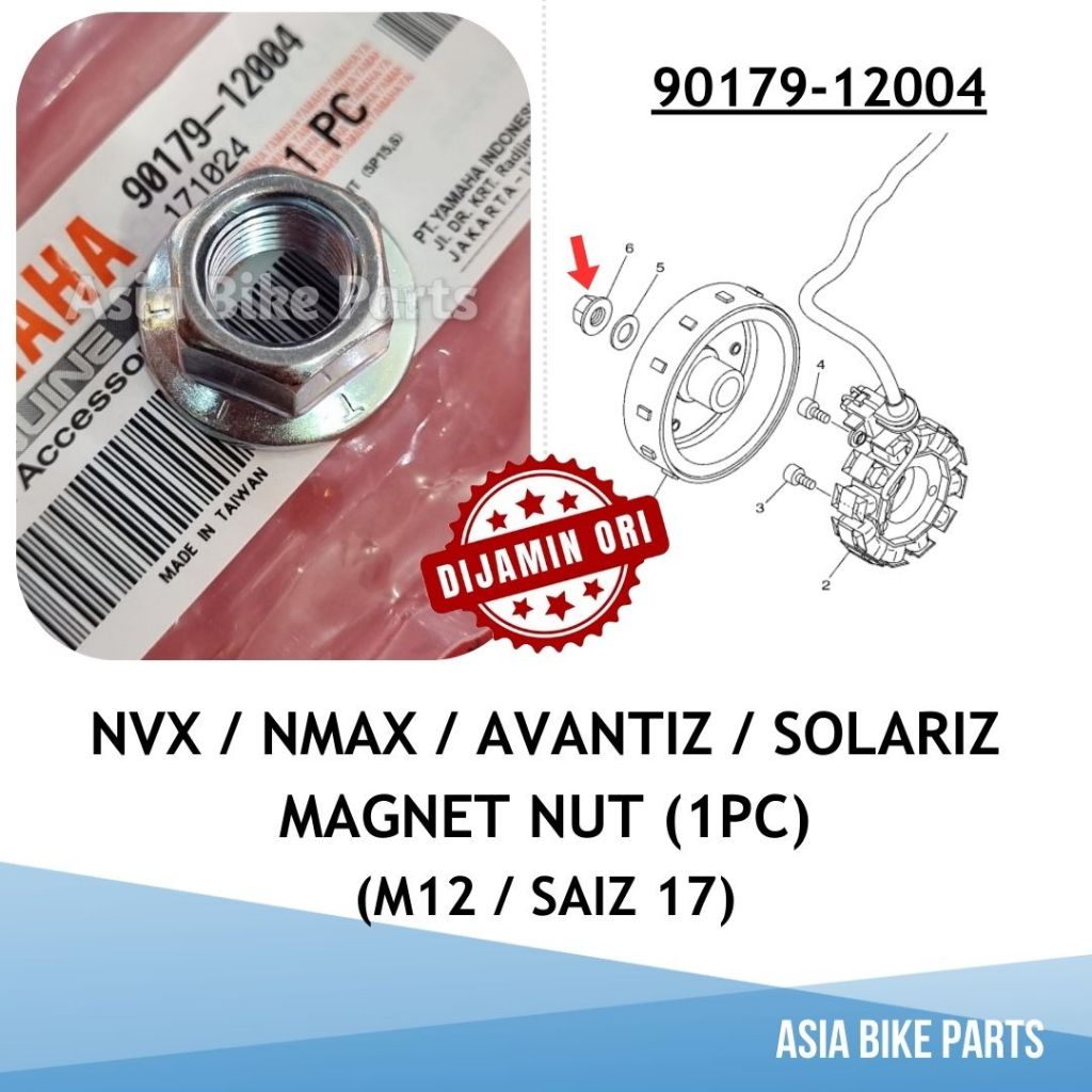 Yamaha Original NVX V2 / NMAX V2 Front Pulley Nut / Avantiz Solariz ...
