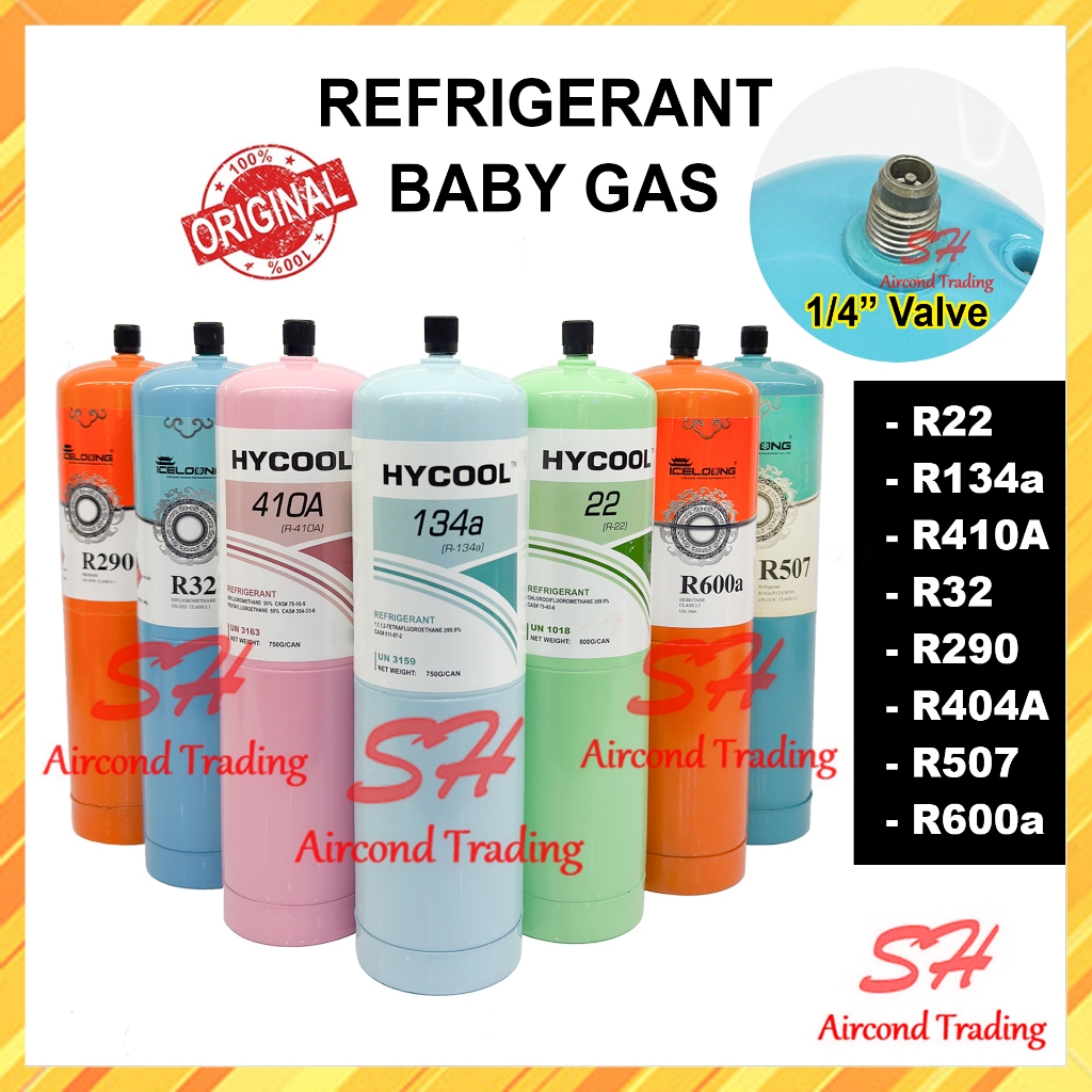 AIRCOND REFRIGERANT GAS BABY GAS R22 R134a R410A R32 R290 R404A R507 R600a HYCOOL / ICELOONG ...