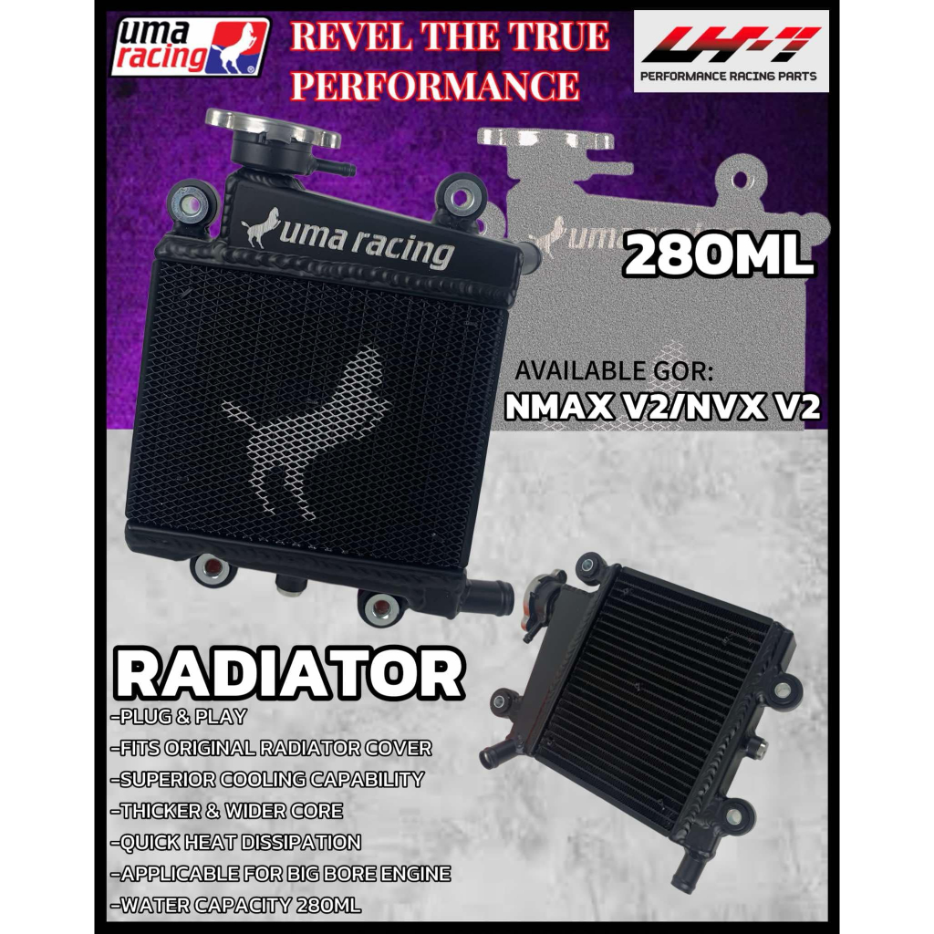 100% UMA RACING RADIATOR Y15ZR Radiator Besar NMAX V2/NVX V2 | Shopee ...