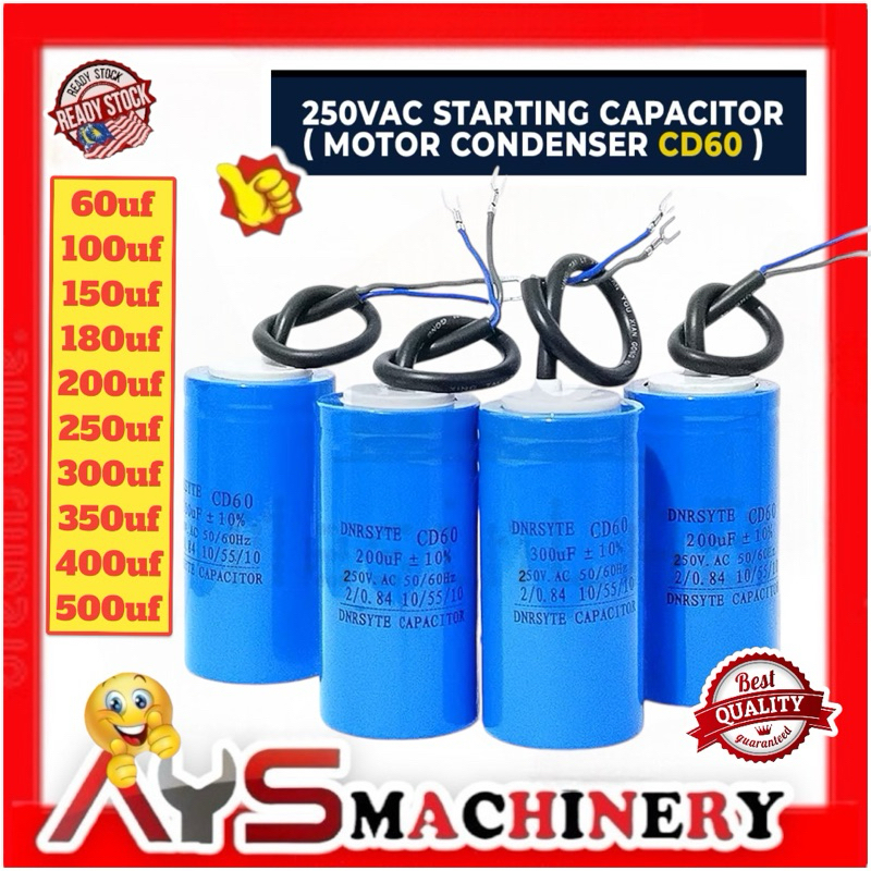 250V Motor Starting Capacitor CD60 Condenser Kapasitor 100UF/150UF ...