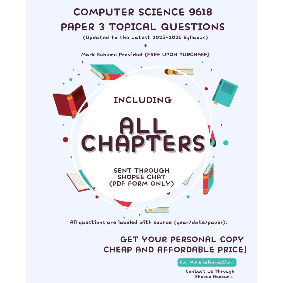 [PDF] Cambridge A Level Self Made Topical A2 Past Paper COMPUTER SCIENCE 9618 Paper 3 | Shopee ...