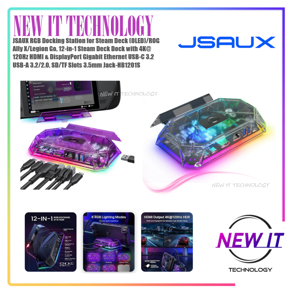 JSAUX HB1201S RGB Docking Station 12-Port RGB Docking Station Pro USB-C ...