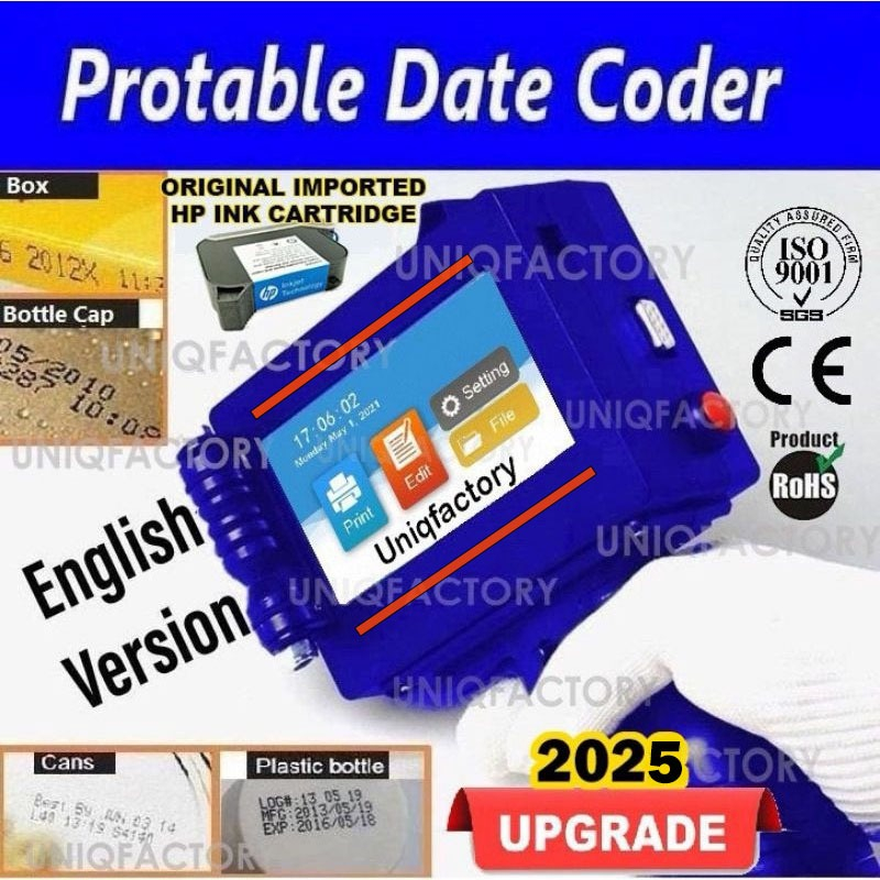 (PROMO) ORI HP INK Smart Handheld Inkjet Printer Portable Coder Packing ...