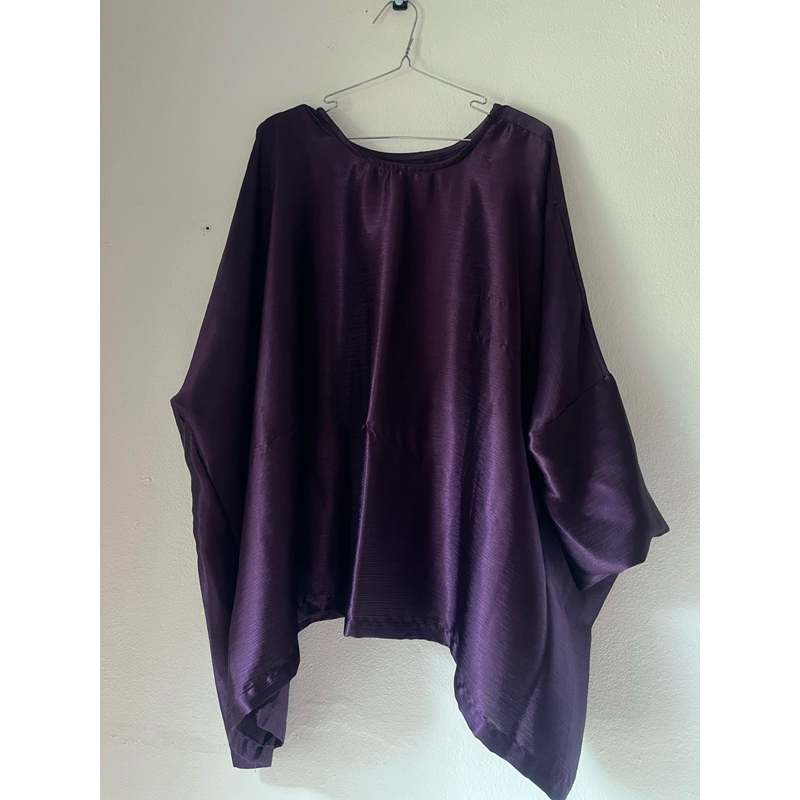 PRELOVED Baju Kurung Moden Satin in dark purple | baju raya tema ungu ...