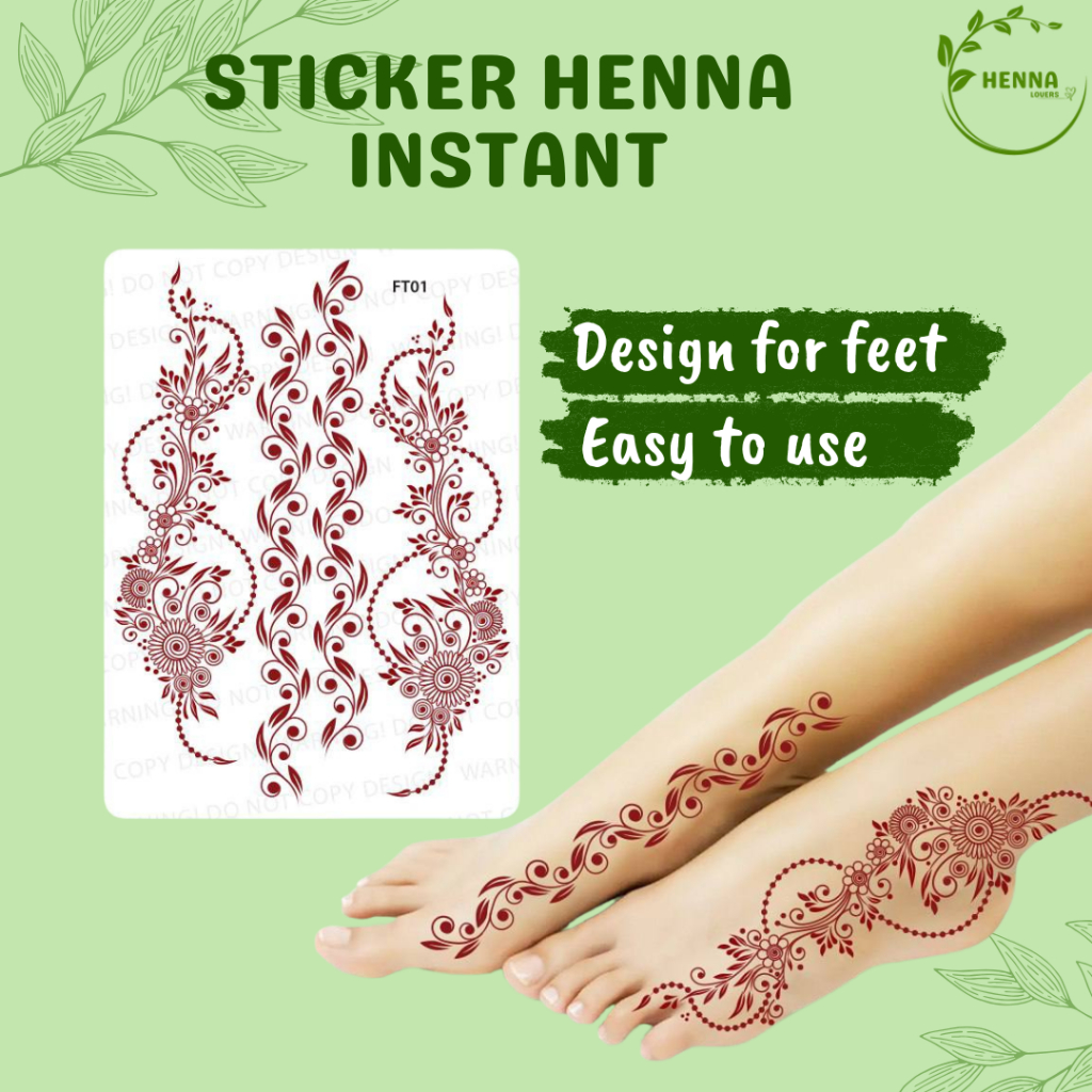 Sticker Henna Instant Design For Feet Henna Tattoo Waterproof Stiker ...
