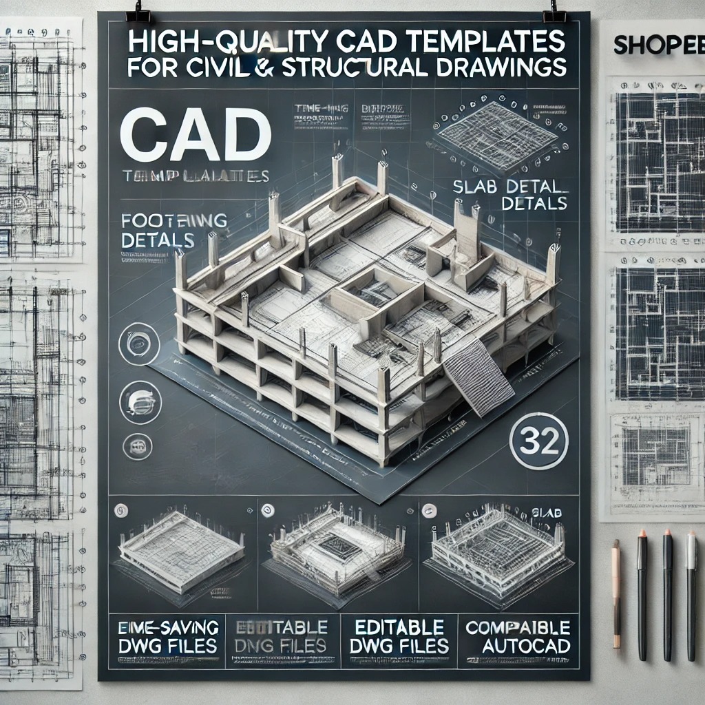 High-Quality CAD Templates for Civil & Structural Drawings | Footing ...