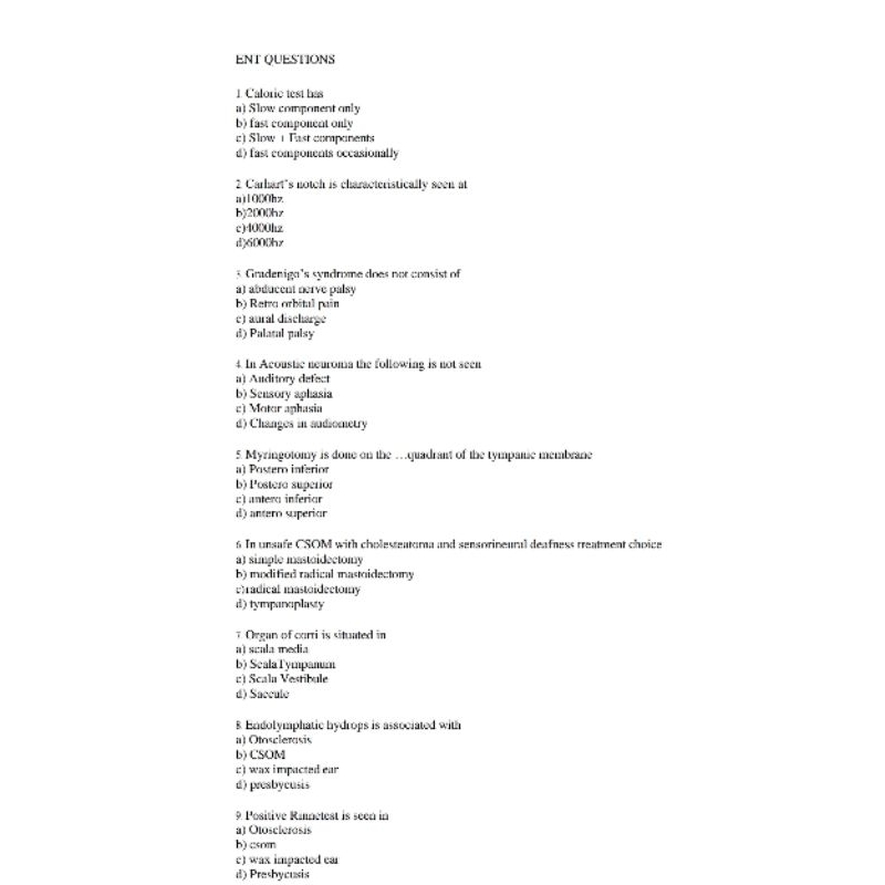 MBBS ENT MCQ collections (300mcqs with answers) | Shopee Malaysia