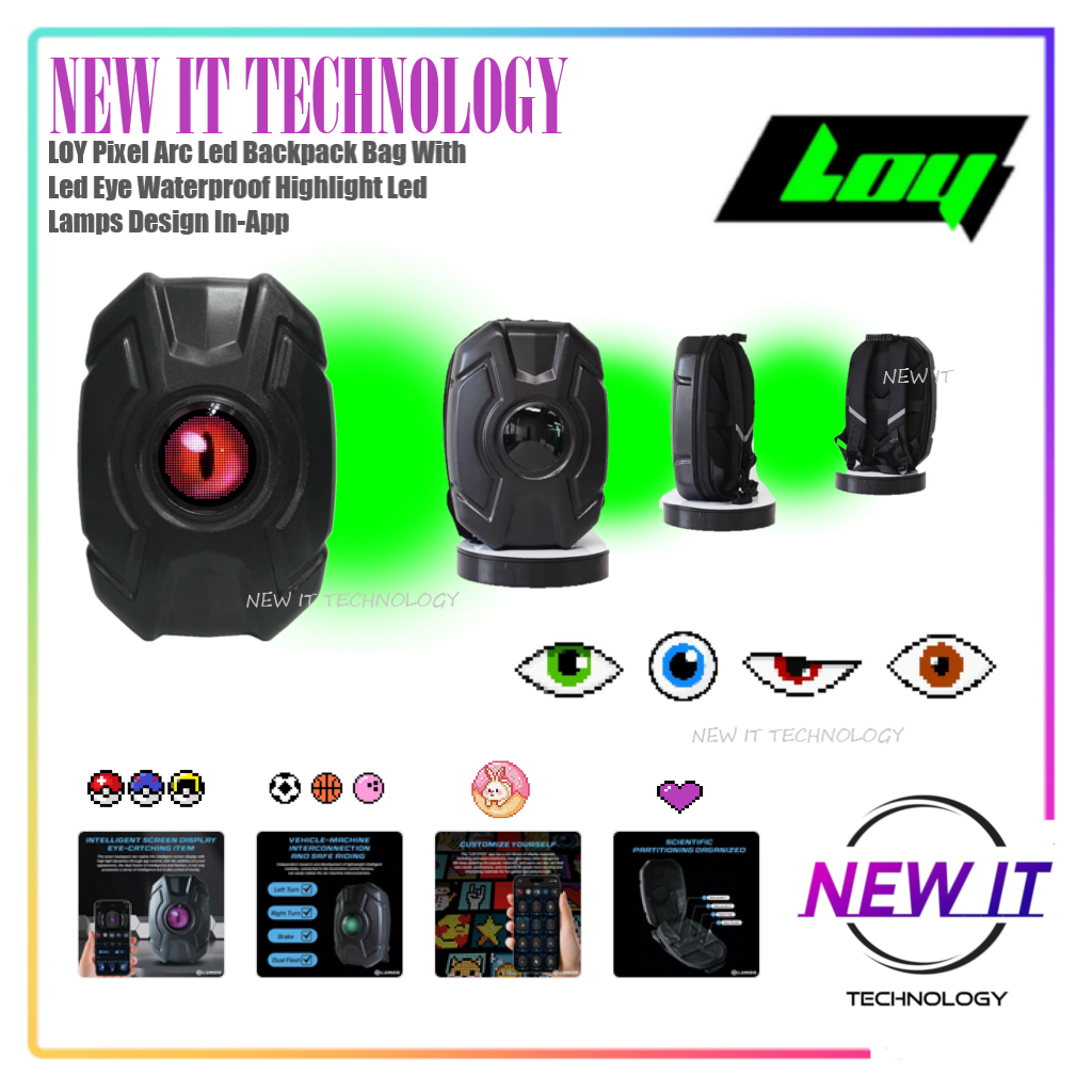 LOY Pixel Arc Led Backpack Bag With Led Eye Waterproof Highlight Led ...