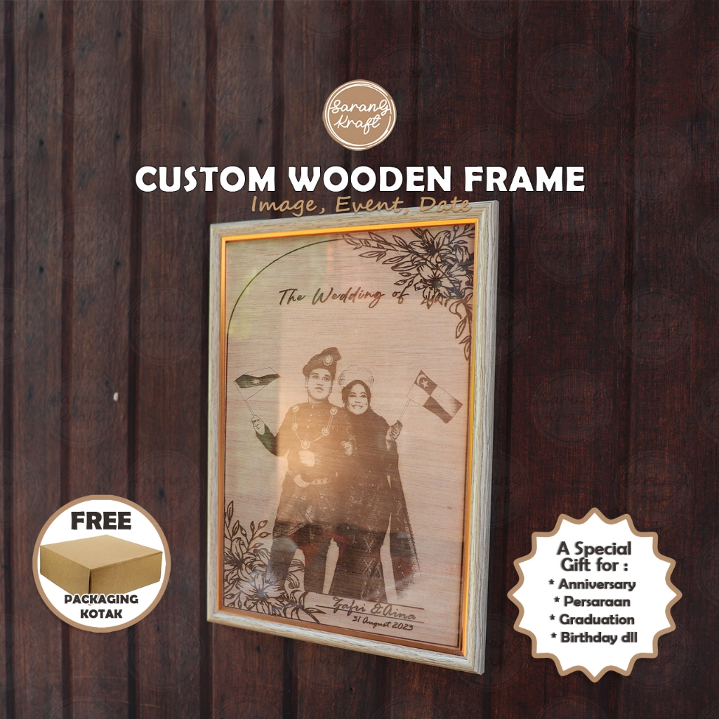 HADIAH GIFT 🌟 ENGRAVE WOODEN FRAME A4 🌟 KAHWIN, ANNIVERSARY, PERSARAAN ...