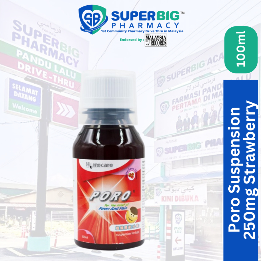 Poro Suspension 250mg/5ml x 100ml (Strawberry ) | Shopee Malaysia