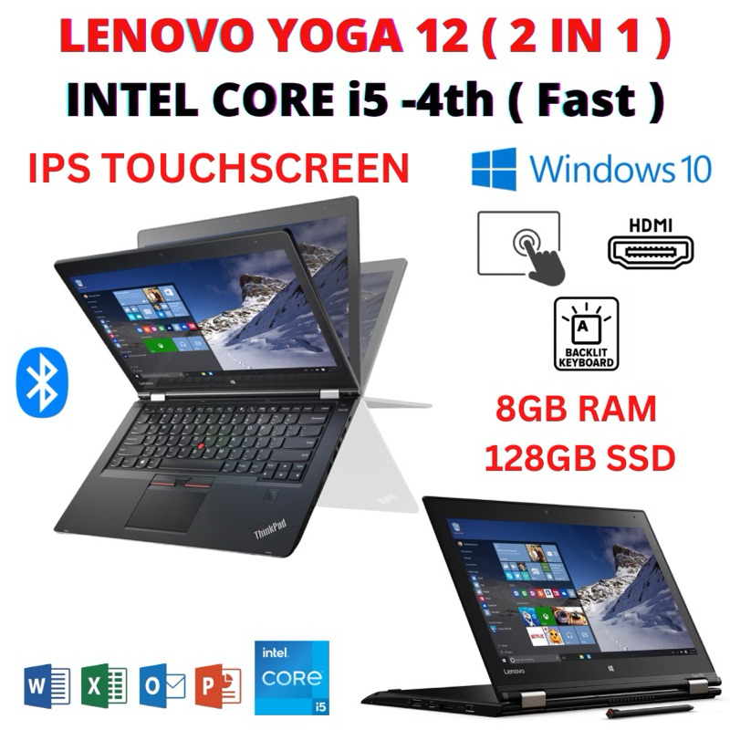LENOVO YOGA INTEL CORE I5-4TH IPS TOUCHSCREEN 8GB RAM 256GB SSD 2 IN 1 ...