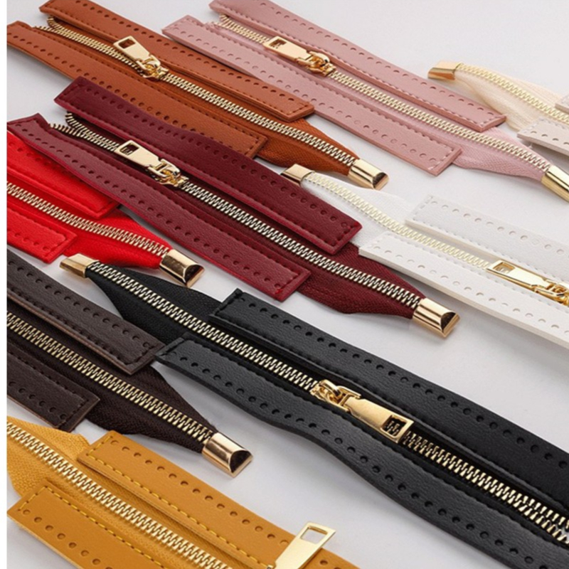 18cm 24cm Leather Zipper for Craft Crochet Bag Zipper Beg Kulit Zip ...