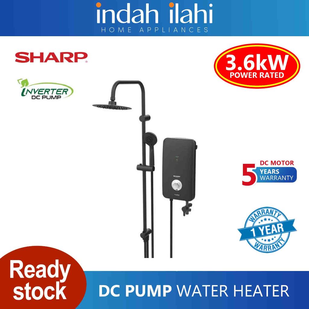 Sharp Water Heater Rain Shower With DC Inventer Pump (Black) WHP315RNMB ...