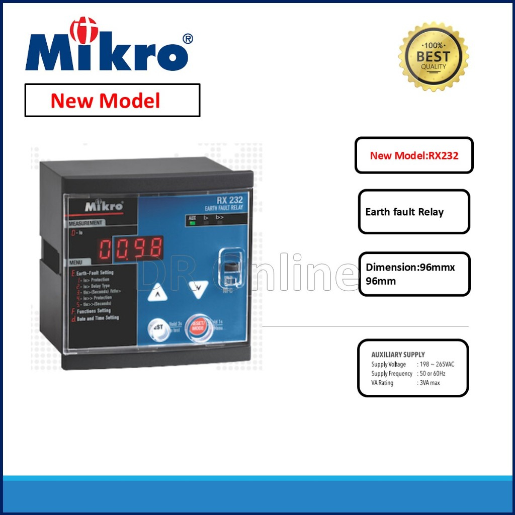 MIKRO IDMT EARTH FAULT RELAY 240VAC NX202A/RX232-240A | Shopee Malaysia
