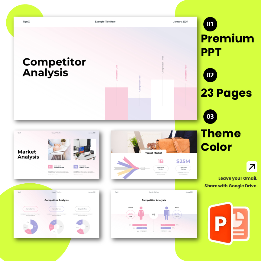 🔥 Premium Powerpoint - 23 Pages 🔥 Pale Pink Minimalist Competitor ...