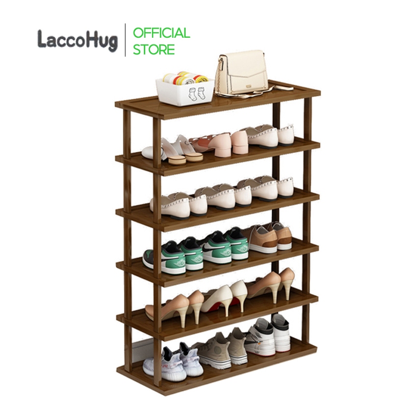 LACCOHUG Bamboo Shoe Rack 5/6/7/8 Layers Shoe Organizer Rak Kasut Kayu ...