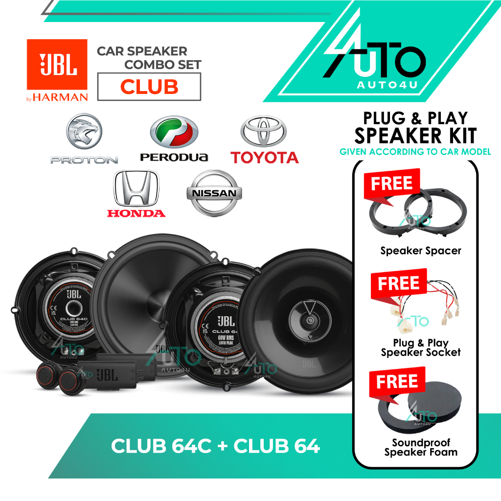 JBL Club 64 Club 64C Car Speaker Combo Set 6.5inch JBL Perodua Proton Nissan Toyota Honda kereta ...