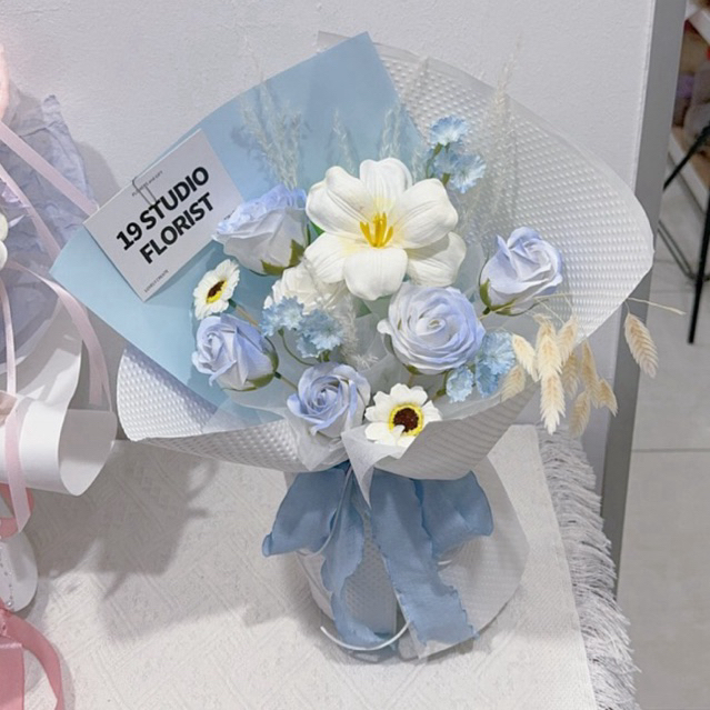🇲🇾19 STUDIO｜Soap flower baby blue bouquet color gift birthday valentine ...