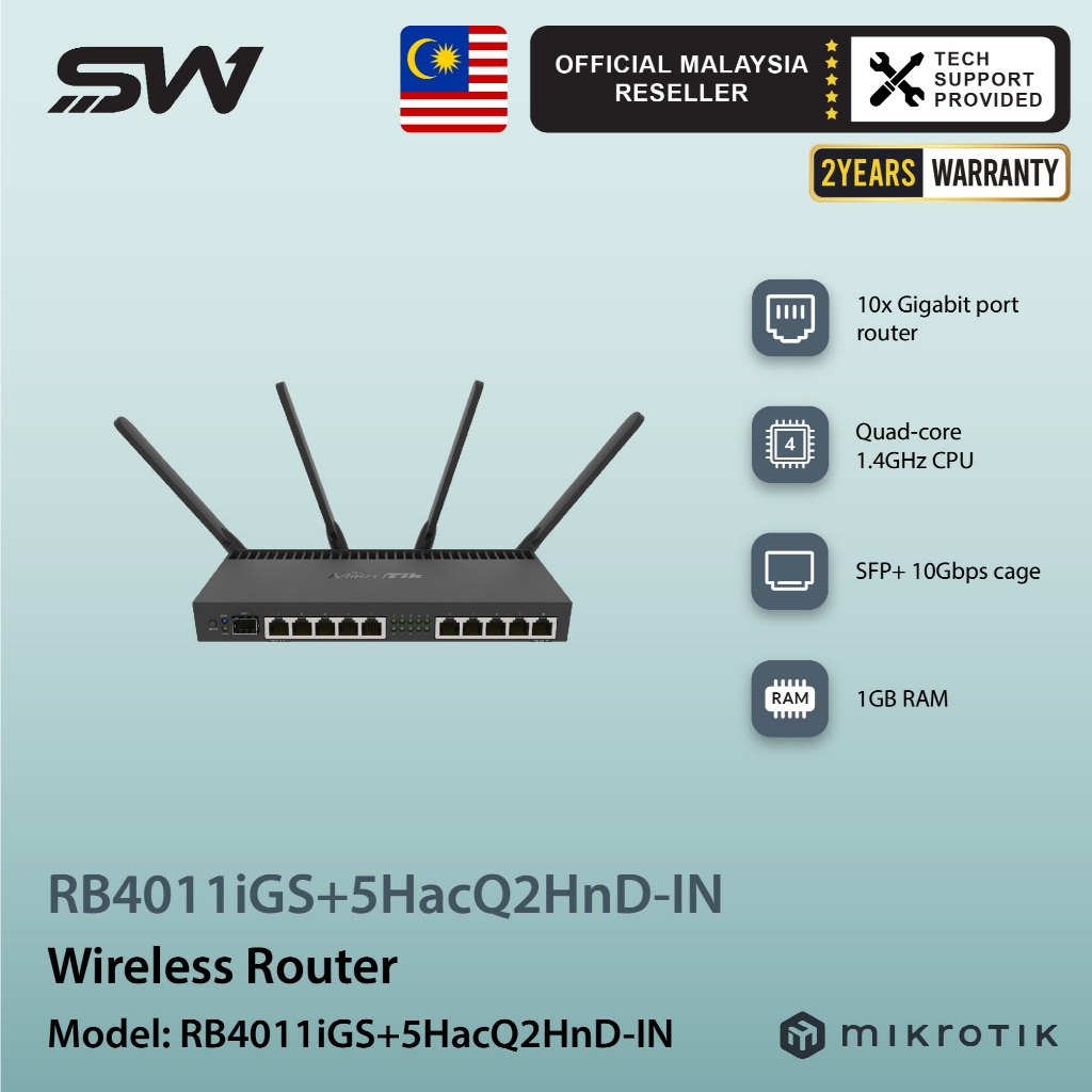 MIKROTIK 10x Gigabit Port Router RB4011iGS+5HacQ2HnD-IN | Shopee Malaysia