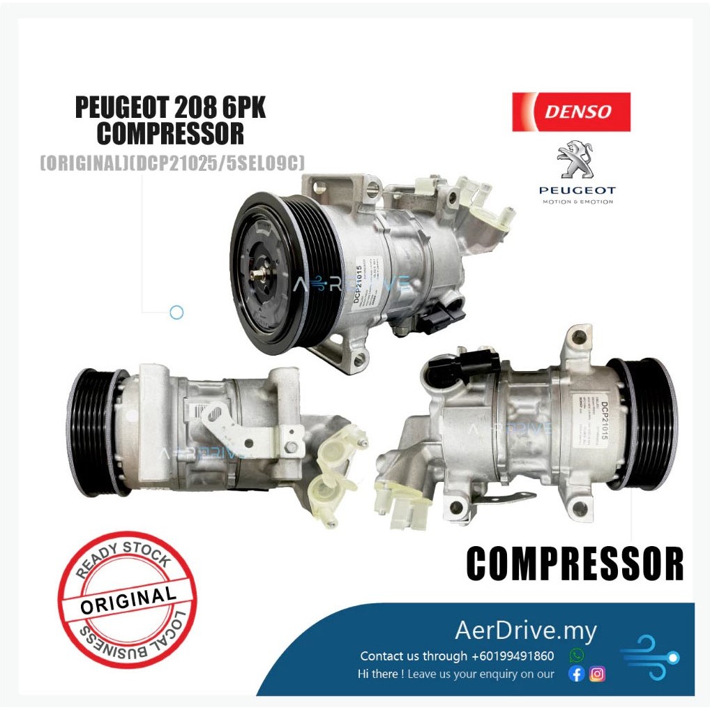 DENSO ORIGINAL Peugeot 208 6pk Compressor DCP21025 / 5SEL09C | Shopee ...