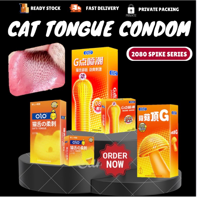OLO G DOT CAT TONGUE HIGH QUALITY NATURAL LATEX CONDOM 3PCS & 10PCS ...