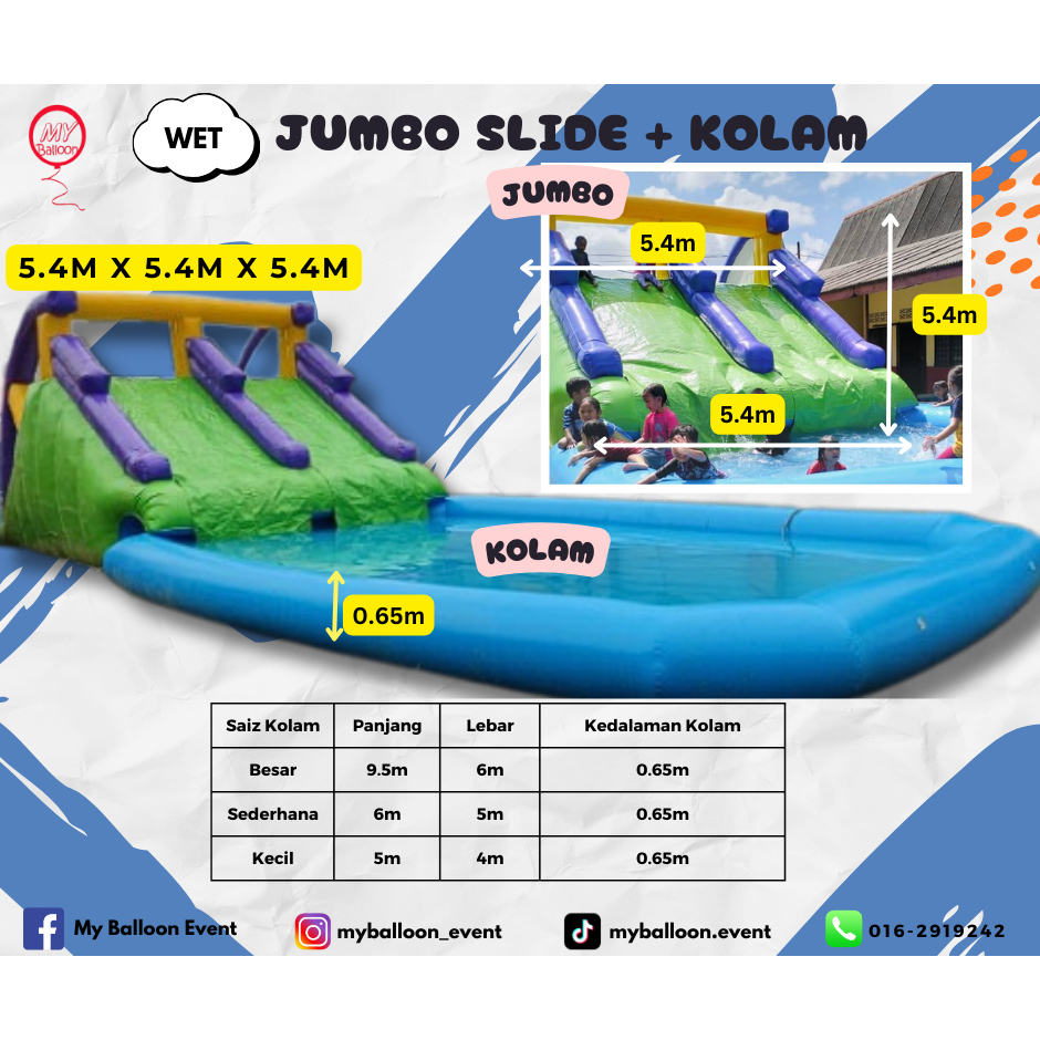 RENTAL/SEWA SOOPA DOOPA JUMBO SLIDE + KOLAM SEDERHANA (WET) | Shopee ...