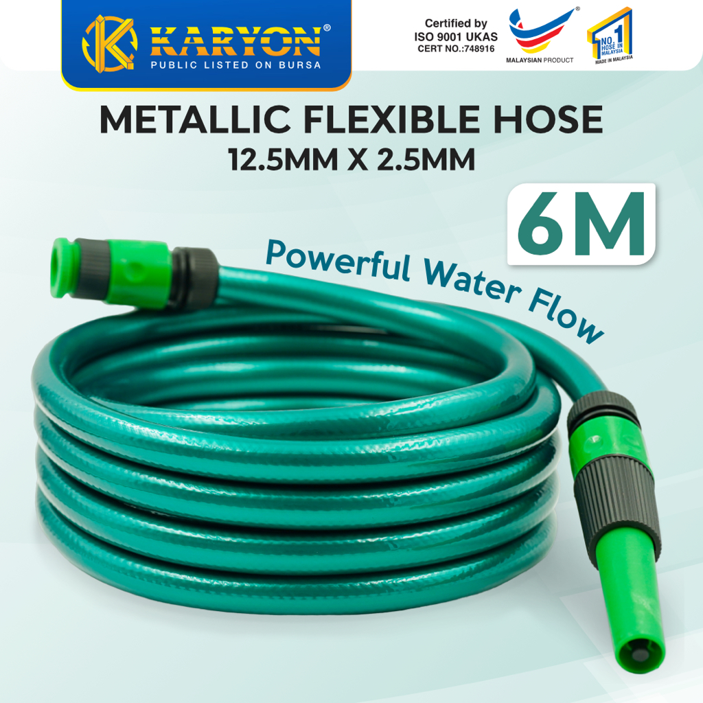 Karyon® High-Performance Metallic Flexible 6M PVC Garden Hose with ...