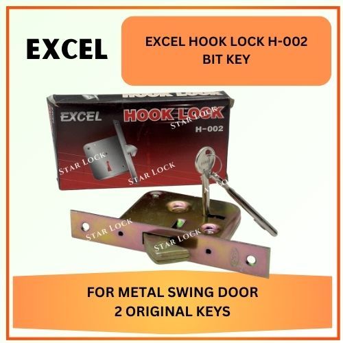 EXCEL Hook Lock H-002 for Metal Swing Door 铁花锁 - 2 Original Key ...