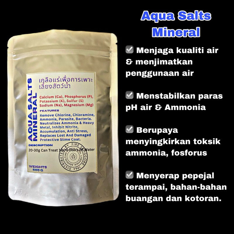 [500 g] Garam Mineral Akuarium Nutral Klorin, Ammoina & Penjernih Air ...