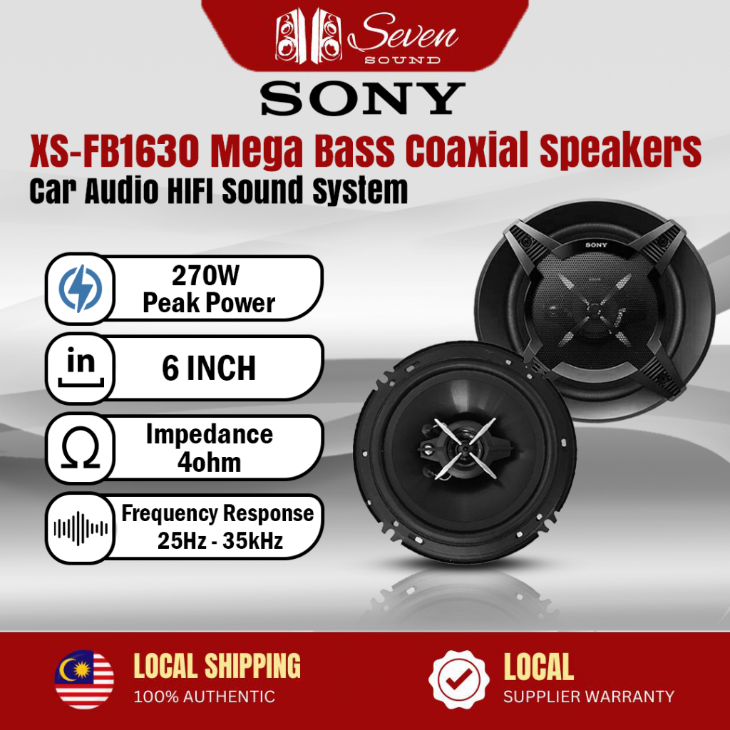 SONY 6 Inches 3WAY CAR COAXIAL SPEAKER SYSTEM XS-FB1630 3 VOIES EXTRA ...