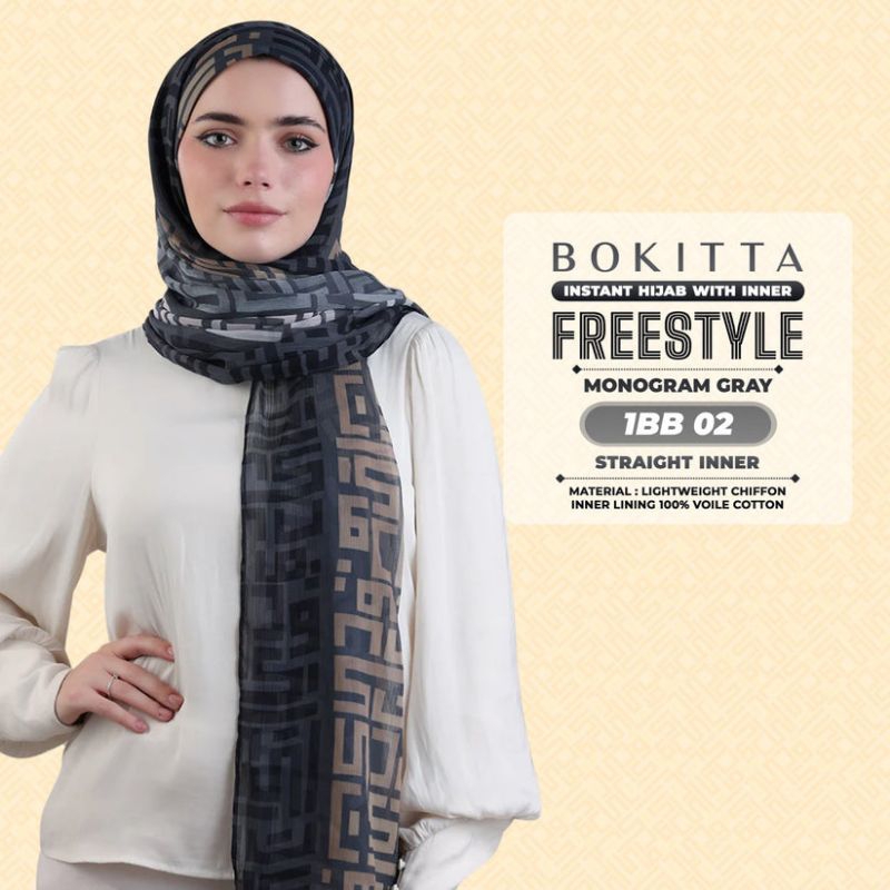 Tudung Bokitta Inspired Freestyle Monogram With Inner Printed | Shopee ...