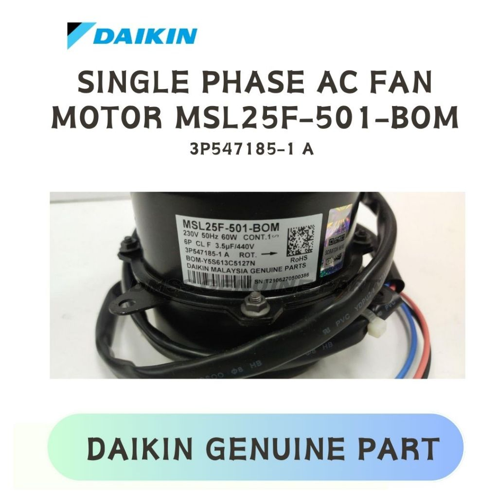 DAIKIN | OUTDOOR FAN MOTOR SINGLE PHASE AC FAN MOTOR MSL25F-501-BOM | 2 ...