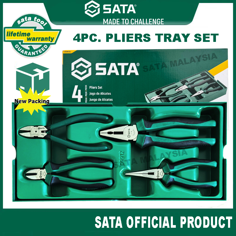 SATA 4Pc. Pliers Tray Set Cr-V Rust Resist Pliers Sata Tools Plier Set ...