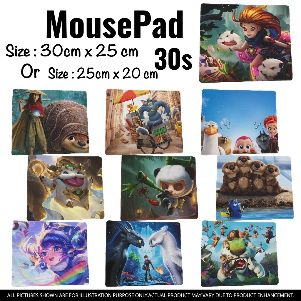 Mouse Pad Anti-Slip 30cmx25cm and 25cmx20cm Cute Anime Cartoon ...