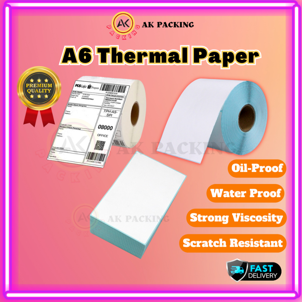 AKPACKING A6 Thermal Paper A6 Airway Bill Paper Awb 100mm x 150mm Roll ...