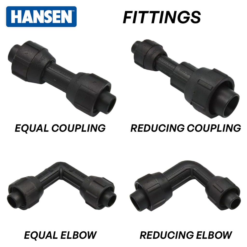 Hansen Fittings System HDPE Poly Pipe Equal Coupling Reducing Coupling ...