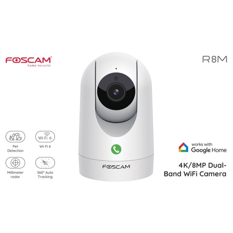 Foscam R8M IP Camera UHD 4K 8.0MP Pan/Tilt Dual-Band WiFi 6,Millimeter Wave Radar 360°Auto ...