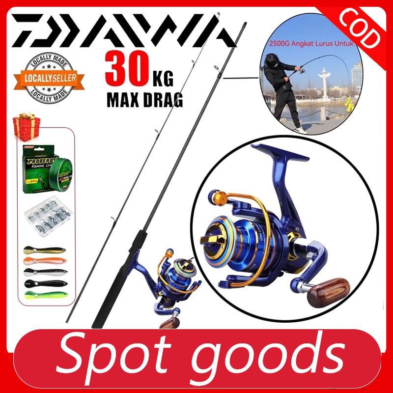 Daiwa Fishing Rod Set Barang Mancing Set Fishing Combo Set Joran Pancing Set 30KG Max Drag ...
