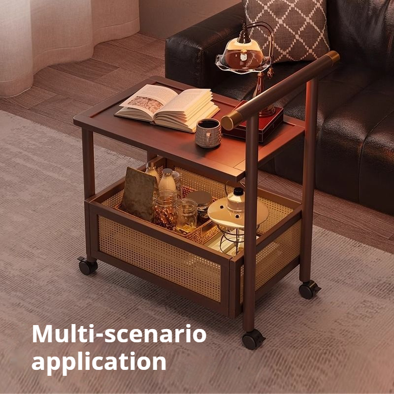 2/3 Layer Rattan Storage Cabinet Storage Trolley Movable Bamboo Sofa ...