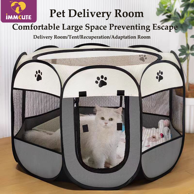 IMMCUTE Portable Pet Playpen Tent Crates Cage Foldable Pop Up for Dog ...