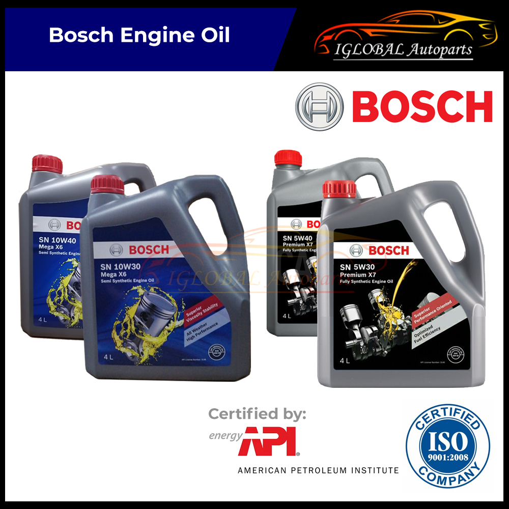 Bosch 5W30 5W40 10W30 10W40 Semi & Fully Synthetic Engine Oil (4L) - New Packaging | Shopee Malaysia
