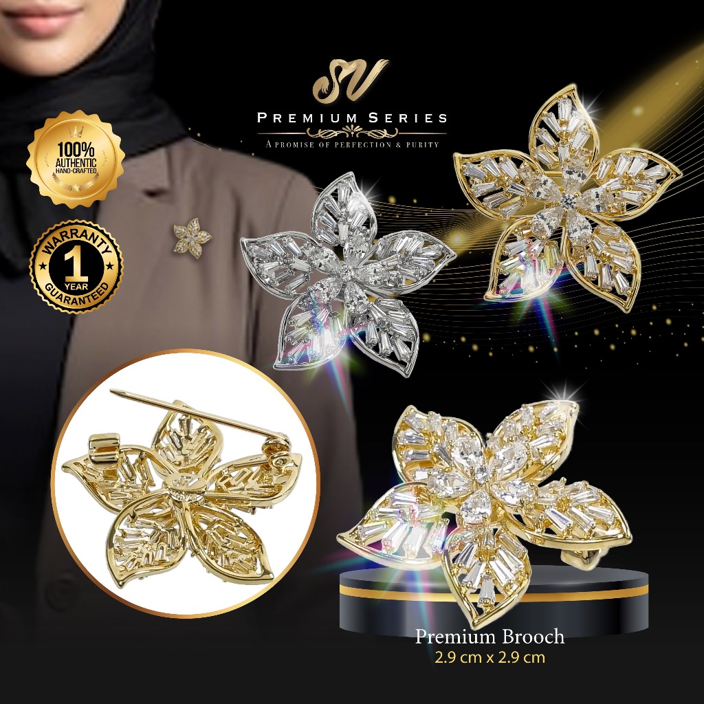 Sv Premium Exclusive Shiny Flower Brooch Pin Tudung Bunga Crystal ...