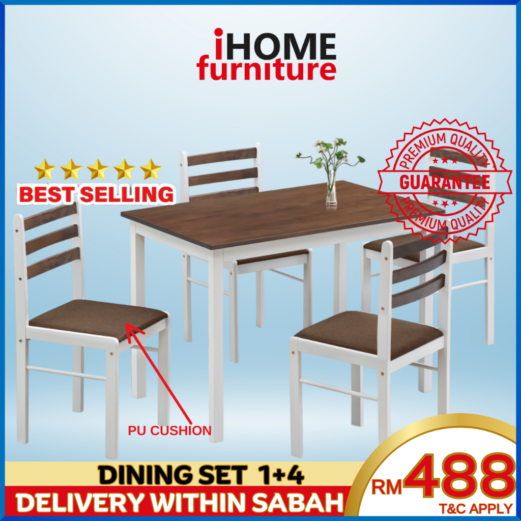 iHOME SABAH FURNITURE 🔥READY STOCK🔥IKEA/MODERN SOLID DINING SET 1+4 ...